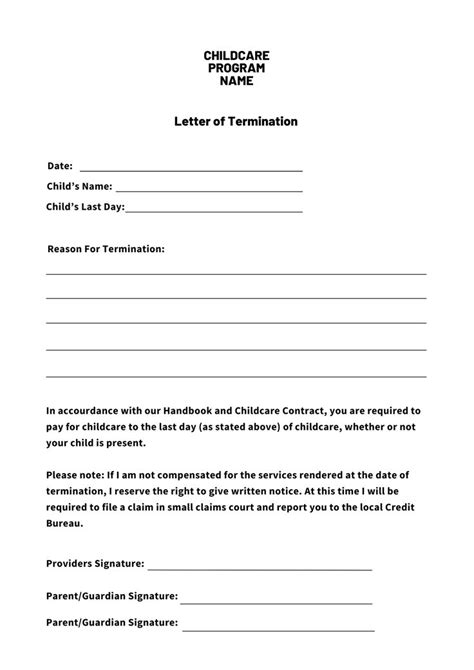Daycare Suspension Letter Template