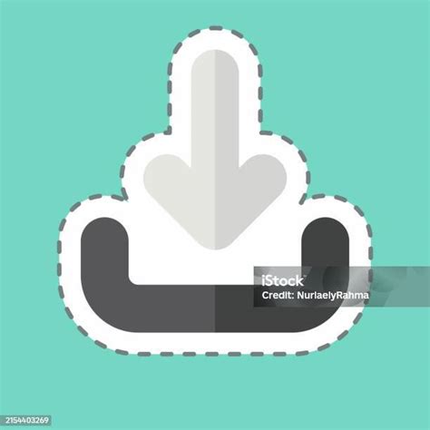 스티커 라인 컷 다운로드 버튼 다운로드 기호와 관련이 있습니다 심플한 디자인 일러스트레이션 가상현실에 대한 스톡 벡터 아트 및 기타 이미지 Istock