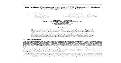 pdf bayesian reconstruction of 3d human motion from …papers nips cc