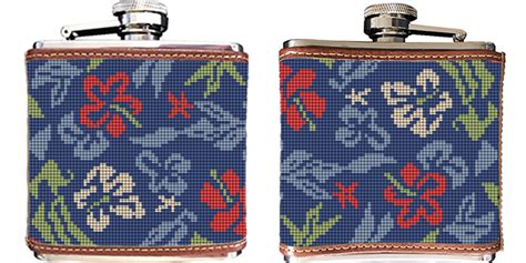 Aloha Hibiscus Needlepoint Flask Brewster Belt