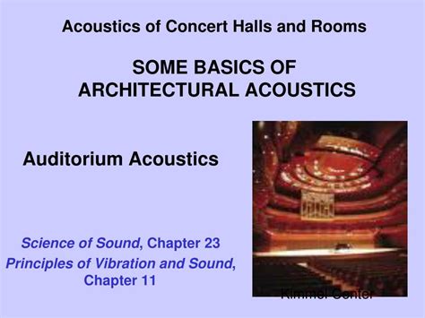 PPT Acoustics Of Concert Halls And Rooms SOME BASICS OF ARCHITECTURAL