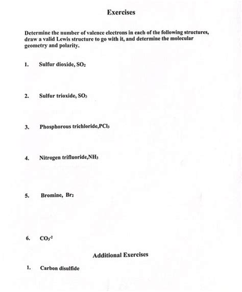 Solved Exercises Determine The Number Of Valence Electrons Chegg Com