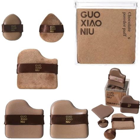 Guo Xiao Niu Makeup Puff Guoxiaoniu Makeup Puff 1 Box Of 6 Pcs Guo Xiao Niu Chocolate Color