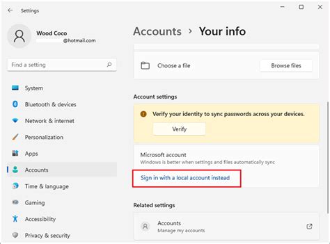 Switch To Local Account Or Microsoft Account In Windows 11