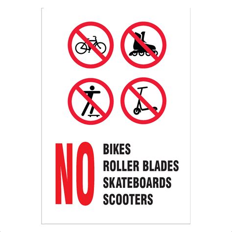 No Bikes Rollerblades And Scooters Sign High Visibility And Durable Acc Sign Machine