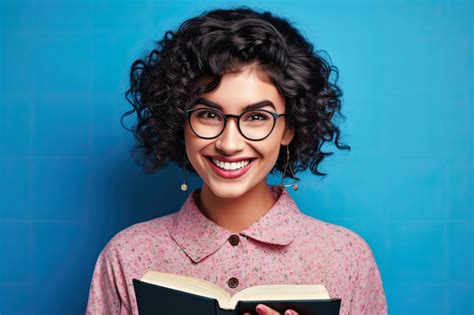 Premium Ai Image A Woman With Glasses Reading A Book