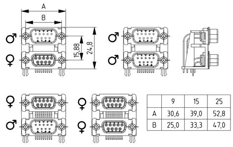 D Sub Connectors Standard Dual Port