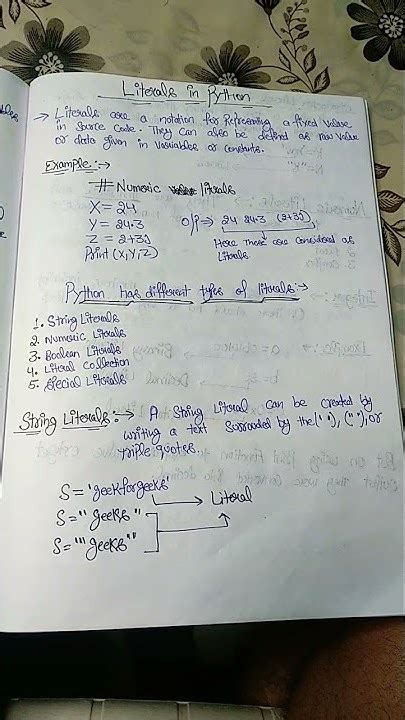 Literals In Python Part 1 Python Programming Basics Shorts