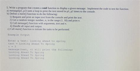 Solved 5 Write A Program That Creates A Void Function To