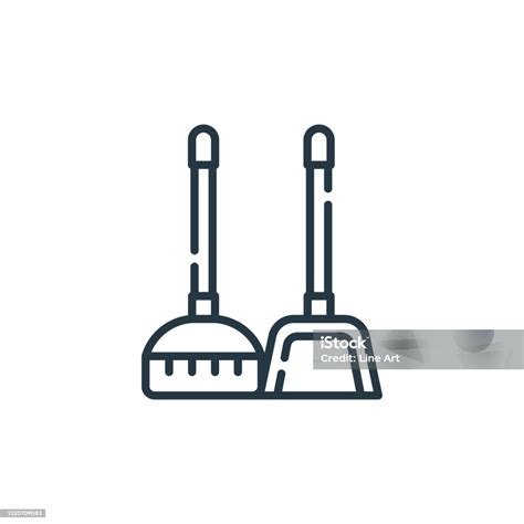 위생 루틴 개념에서 빗자루 아이콘 벡터 빗자루 편집 가능한 스트로크의 얇은 선 그림입니다 웹 및 모바일 앱 로고 인쇄 미디어에 사용할 빗자루 선형 기호 0명에 대한 스톡