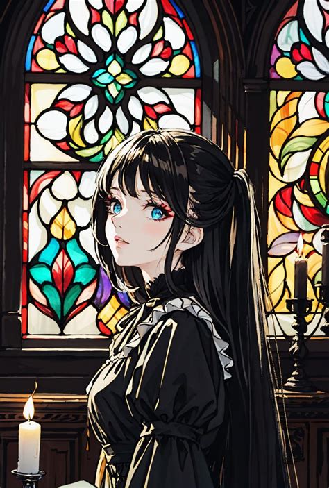 Gothic Waifu Anime Ink Sketch Style Raiwholesome
