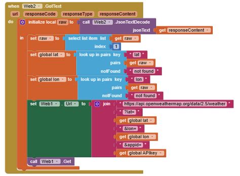 getting weather information using openweather api mit app inventor