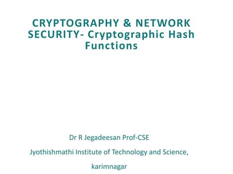 Cryptography And Network Security Cryptographic Hash Functions Pdf