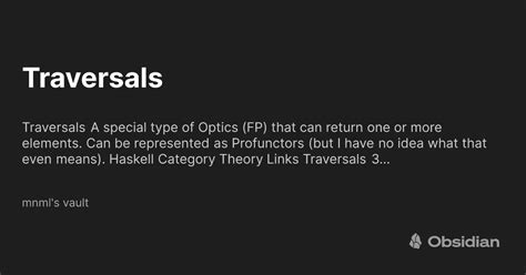 Traversals Mnmls Vault Obsidian Publish