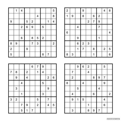 Soduko Printable Sheets 4 Per Page Sudoku Puzzles Printable