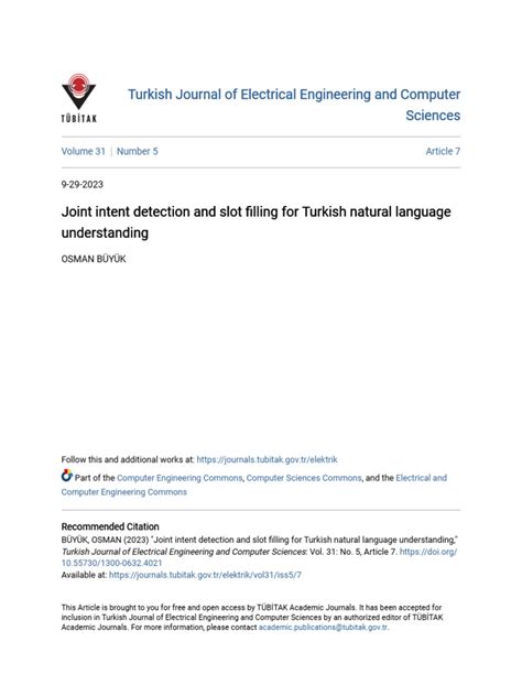 Joint Intent Detection And Slot Filling For Turkish Natural Langu Pdf Artificial