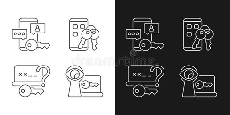 Password Protection Linear Icons Set For Dark And Light Mode Stock
