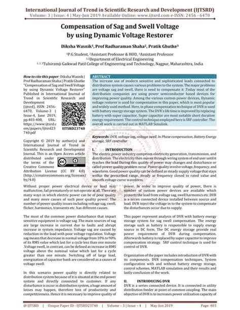 Compensation Of Sag And Swell Voltage By Using Dynamic Voltage Restorer Pdf