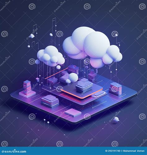 Isometric 3d Illustration That Represents The Concept Of Cloud Networking Stock Illustration