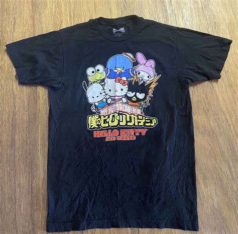 Hello Kitty My Hero Academia Spoof Black Graphic Crew Gem