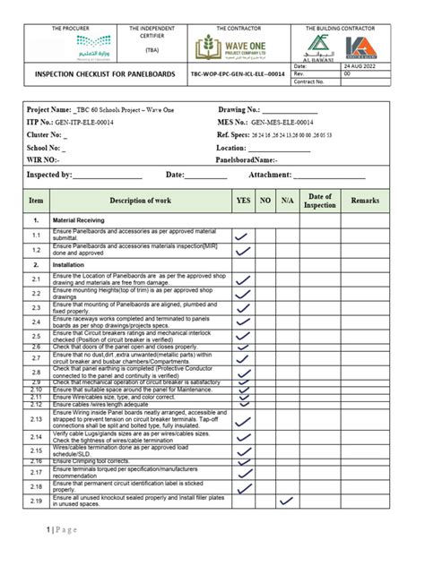 Checklist Panels Pdf Electrical Connector Electromagnetism