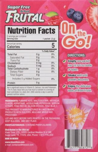 Arbol Frutal® Tropical Berries Sugar Free Drink Mix Packets 6 Packets