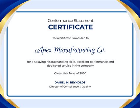 Free Blue Conformance Statement Certificate Template To Edit Online