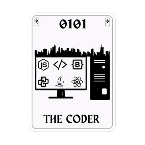 The Coder Tarot Card Kiss Cut Sticker Etsy