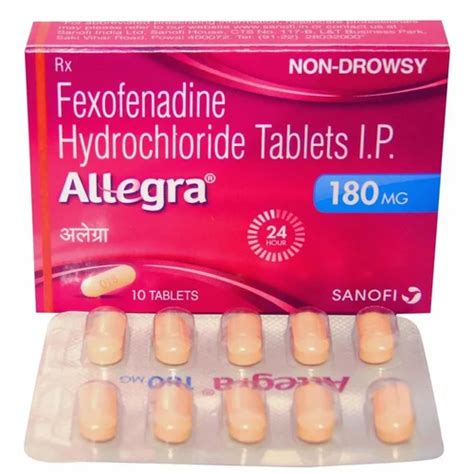 Fexofenadine Allegra 180 Mg Tablet Packaging Type Stripe Packaging Size 10 Tablets At ₹ 300