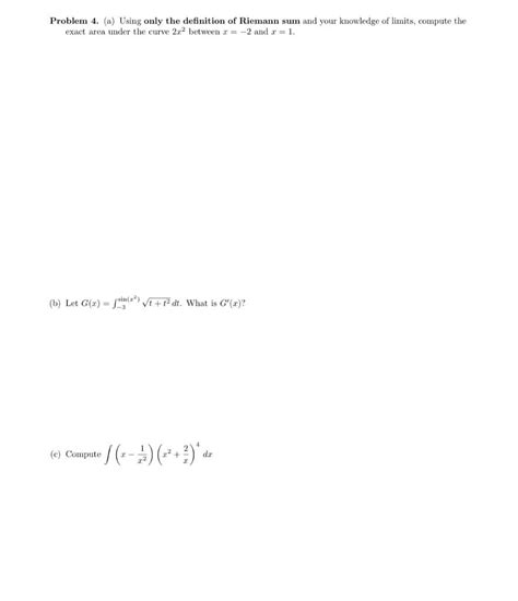 Solved Problem A Using Only The Definition Of Riemann Chegg