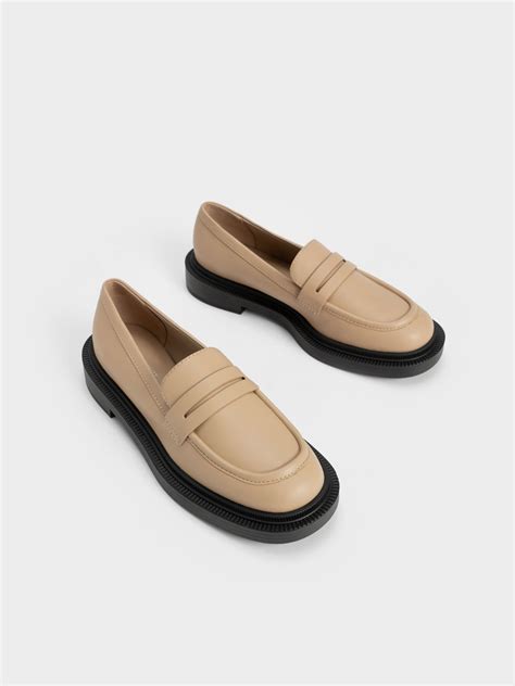 Neutral Flat Loafers For Women Shop Online Charles And Keith