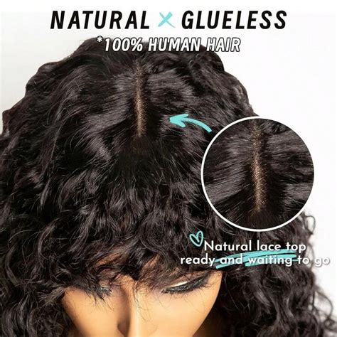 Kinky Curly Bob Human Hair Wigs With Bangs Glueless Middle Part Wig