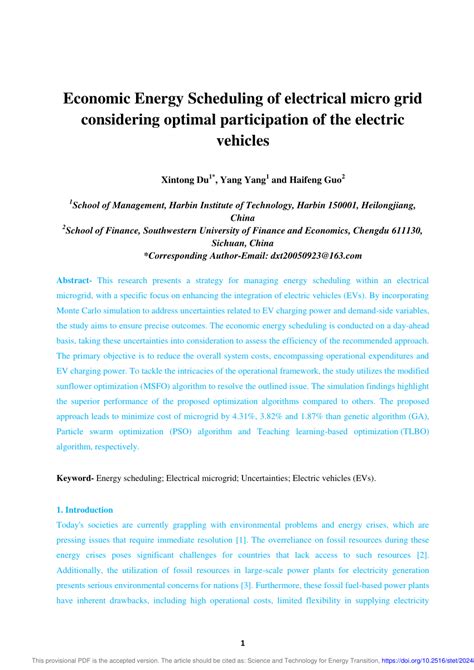 Pdf Economic Energy Scheduling Of Electrical Microgrid Considering Optimal Participation Of