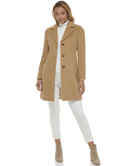 Calvin Klein Womens Classic Cashmere Wool Blend Coat Camel Classic 8