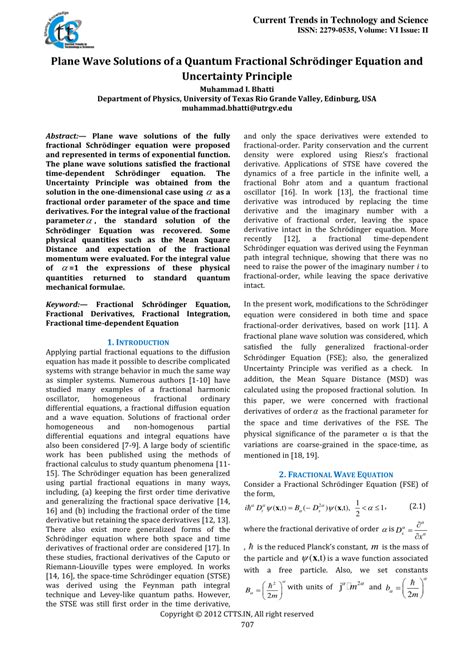 Pdf Plane Wave Solutions Of A Quantum Fractional Schrödinger Equation