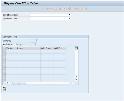 FNCOT LOS DISP SAP Tcode Display Condition Table
