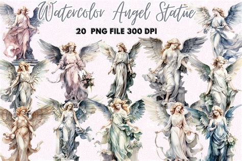 Free Angel Statue Watercolor Clipart Graphic By Regulrcrative