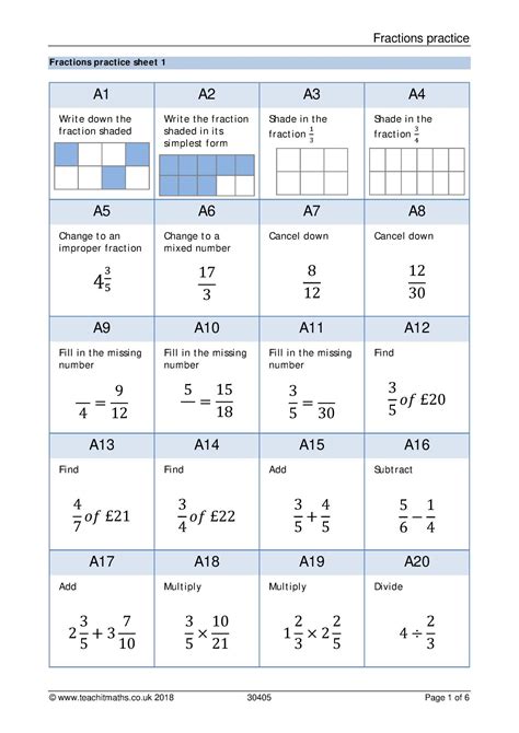 Fractions Ks3 Worksheets Ks3 Maths Teachit