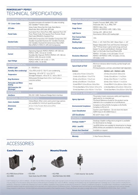 Pd9531 Datalogic Powerscan D9531 2d Sr 5v