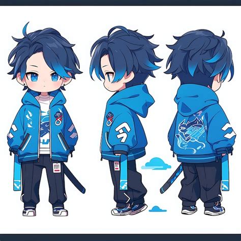 Premium Photo Character Anime Of Male Chibi Kawaii Cyber Samurai