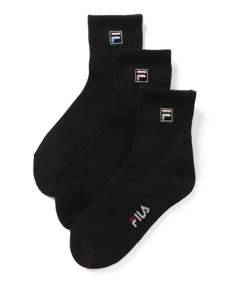 無地 筆記体ロゴ ショートソックス 3足組 レディース Fila（フィラ）公式通販 オンラインストア