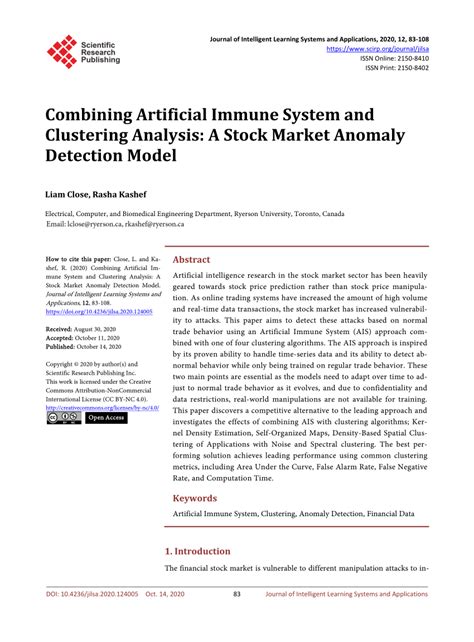 Pdf Combining Artificial Immune System And Clustering Analysis A