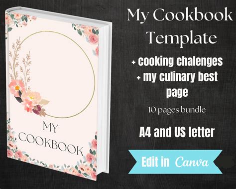 EDITABLE Cookbook Template Recipe Book Template BUNDLE Cookbook Kit Recipe Card Recipe Page