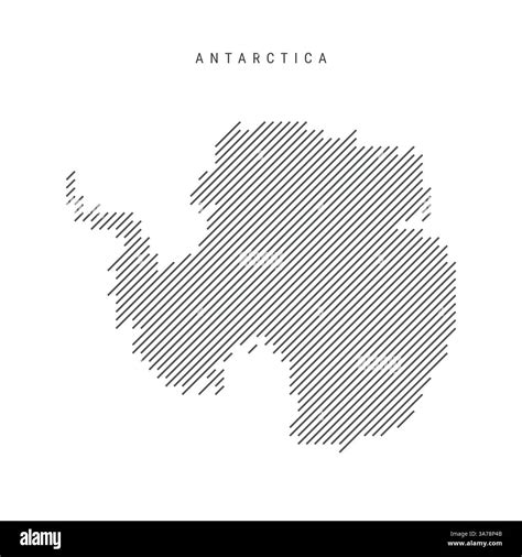 Antarctica Map From Pattern Of Black Slanted Parallel Lines Continent