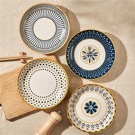 日式盘子菜盘家用陶瓷碗碟餐具套装创意8寸菜碟子餐盘高级感深盘 虎窝淘