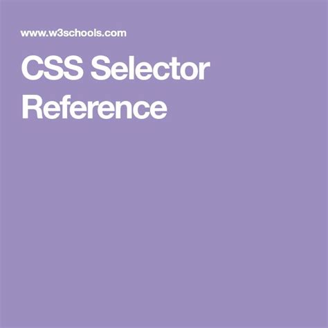 Css Selector Reference