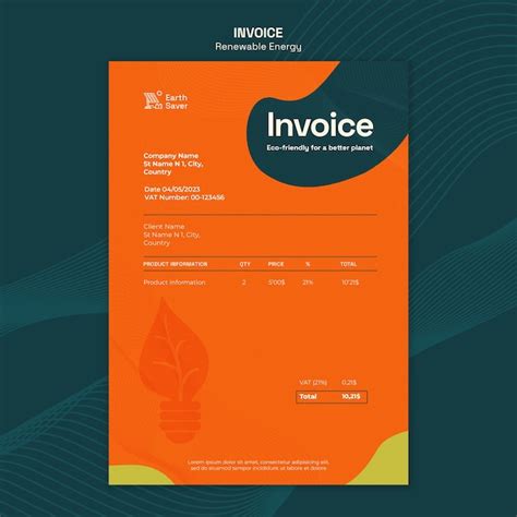 Free Psd Fluid Shapes Renewable Energy Invoice Template