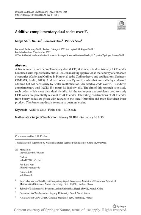 Additive Complementary Dual Codes Over Mathbb F 4 Request Pdf