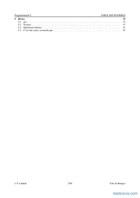 Pdf Programmation C Cours Et Formation Gratuit