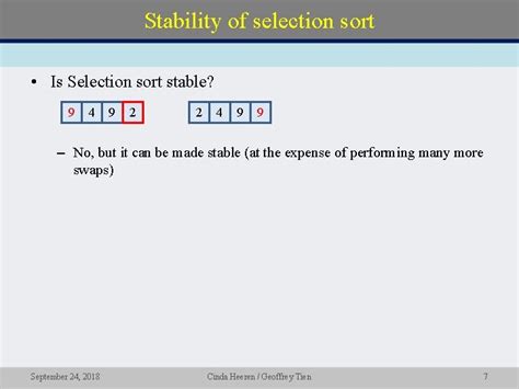 Basic Sorting Selection Sort Insertion Sort September 24